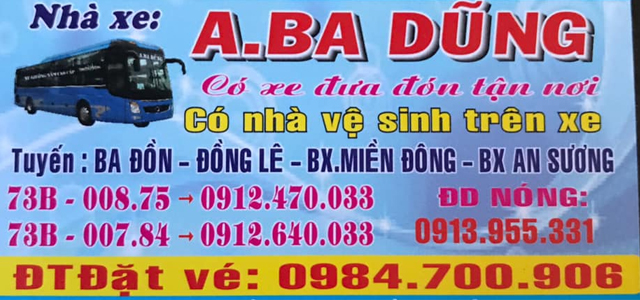 Nhà Xe A Ba Dũng: lịch trình, giờ chạy, địa chỉ và số điện thoại ...